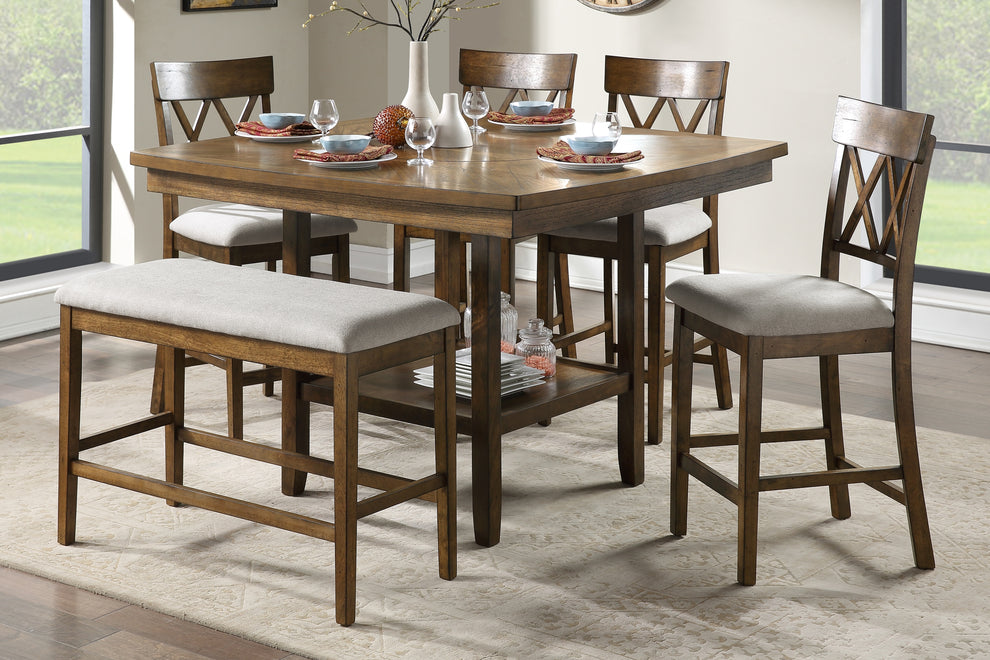 BALIN COLLECTION 6PC OAK & BEIGE SQUARE DINING SET W/LAZY SUSAN – Deal ...